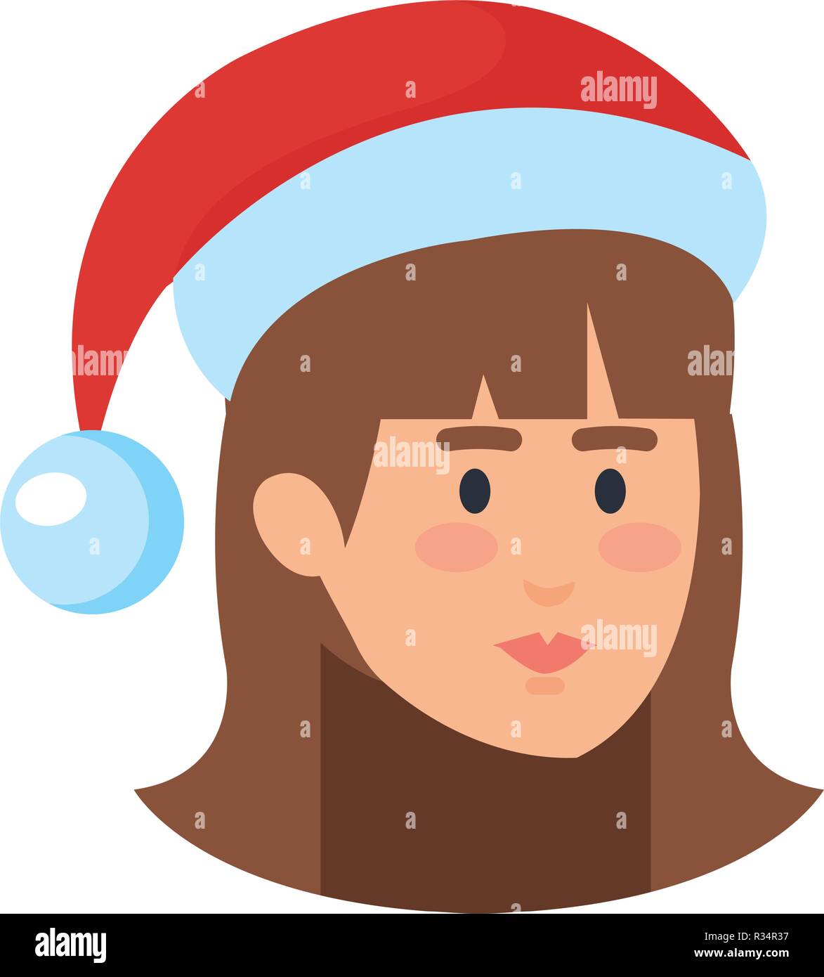 beautiful woman head with santa hat vector illustration design Stock ...