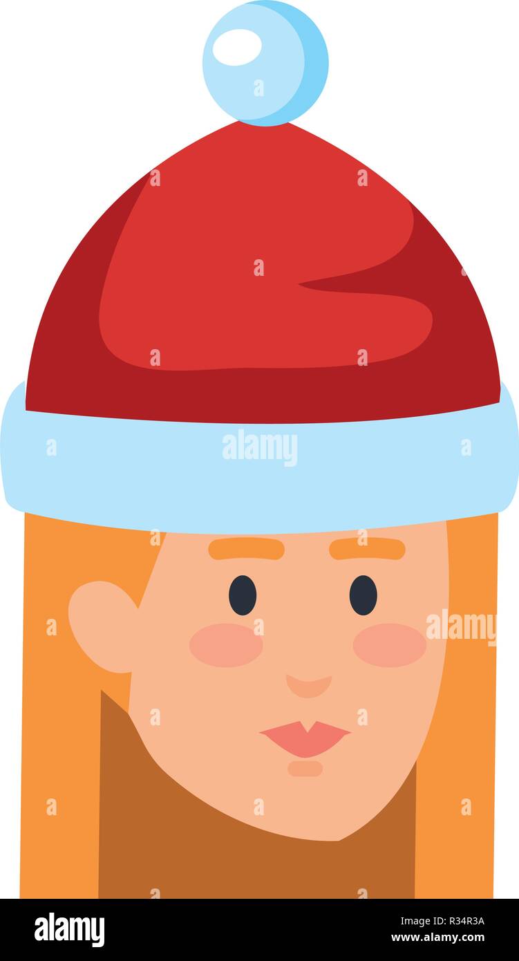 beautiful woman head with santa hat vector illustration design Stock ...