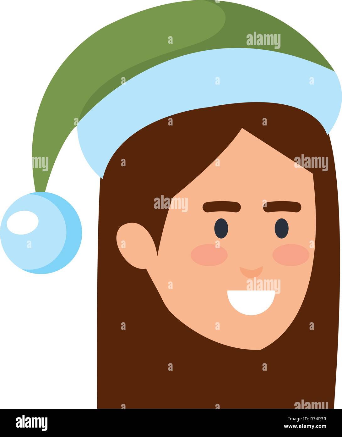 beautiful woman head with santa hat vector illustration design Stock ...