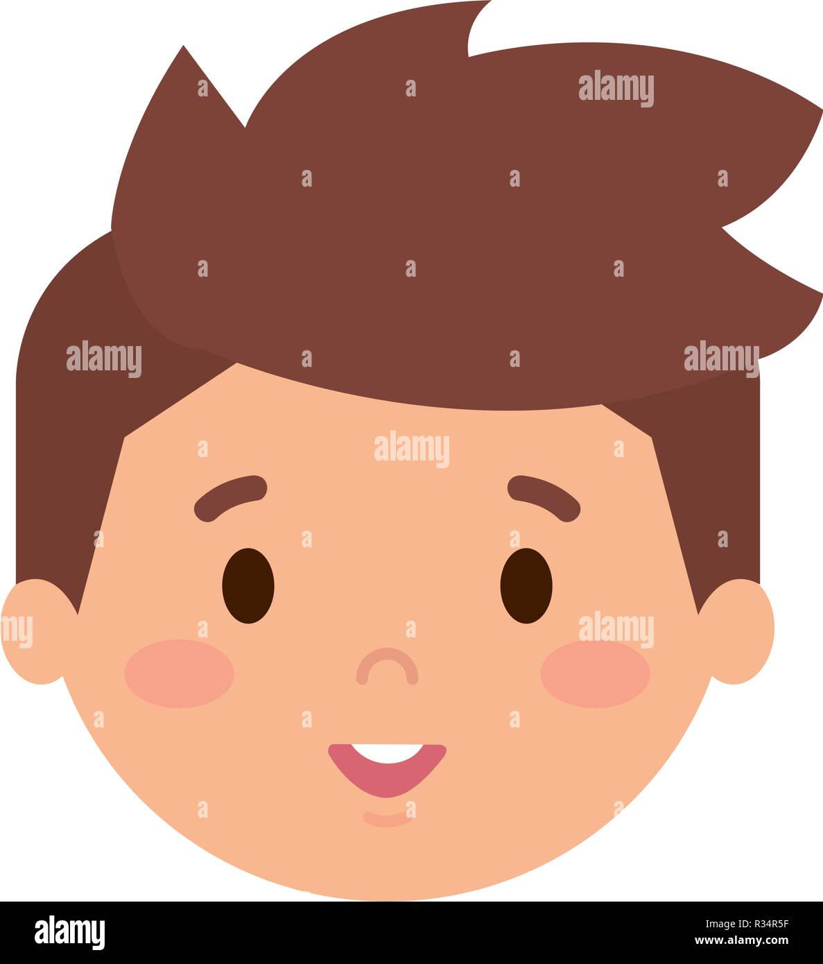 cute little boy head character vector illustration design Stock Vector ...