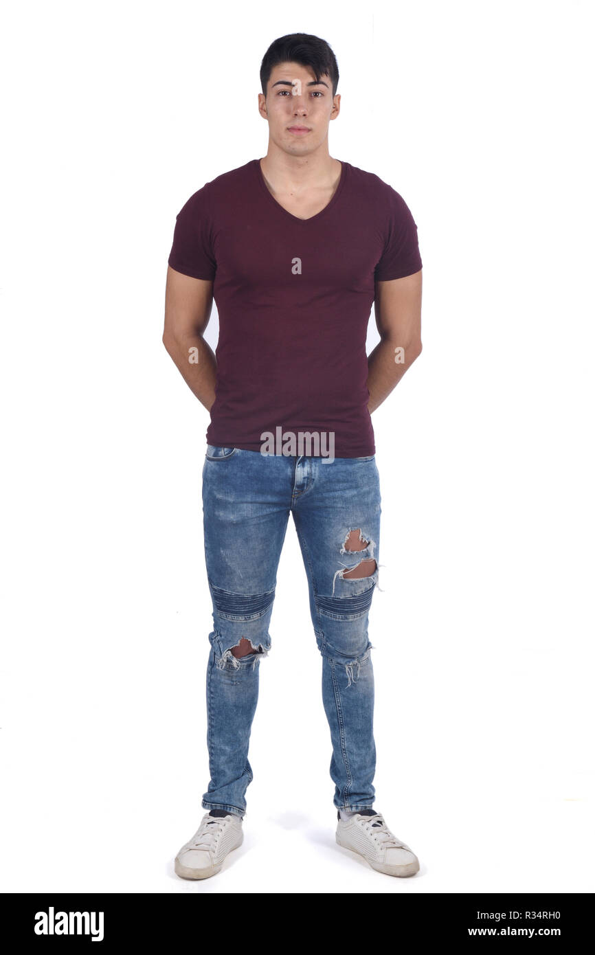 full portrait of young man isolated on white Stock Photo - Alamy