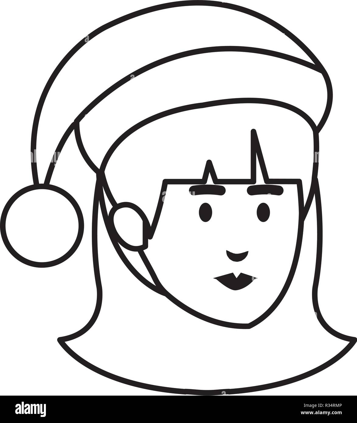 beautiful woman head with santa hat vector illustration design Stock ...