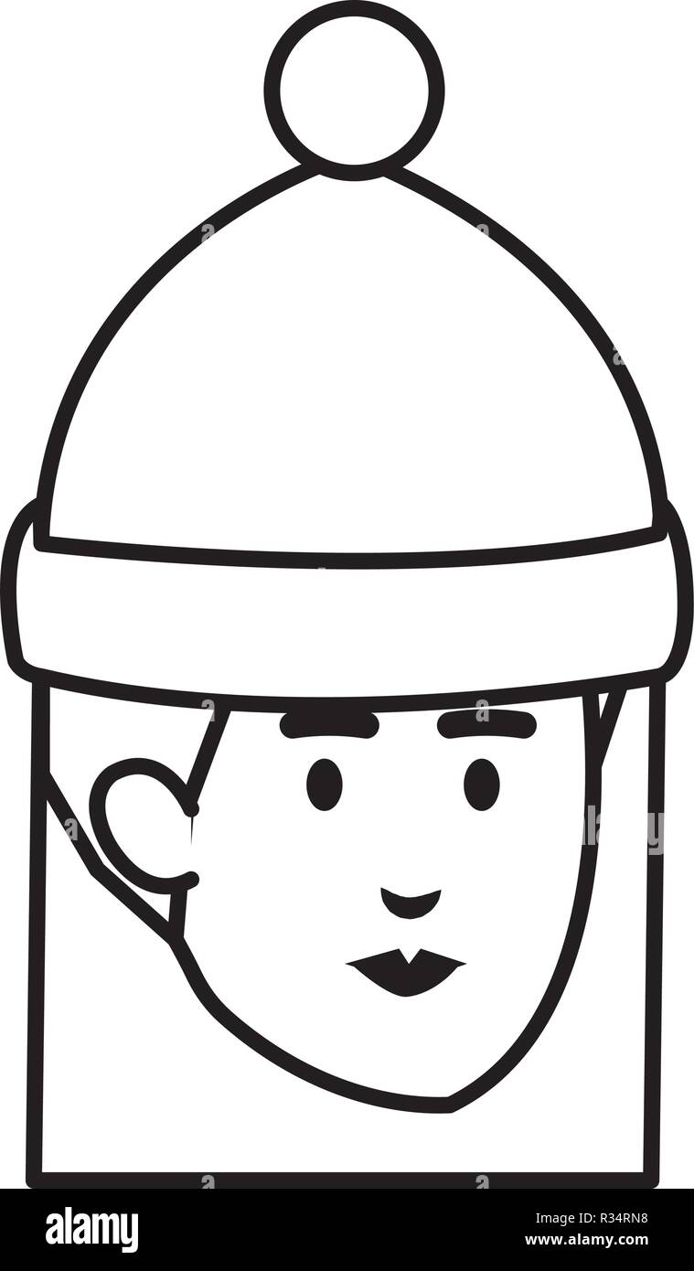 beautiful woman head with santa hat vector illustration design Stock ...