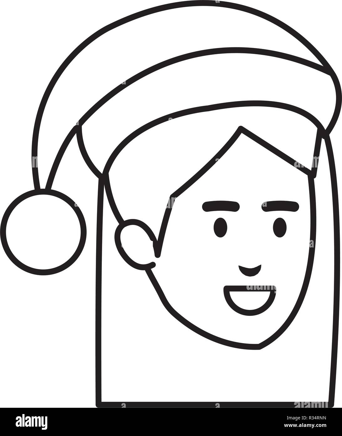 beautiful woman head with santa hat vector illustration design Stock ...