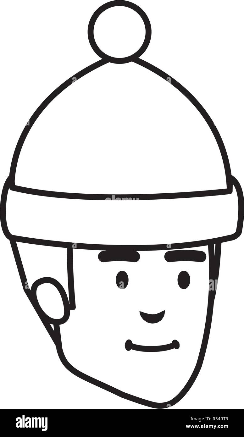 young man head with winter hat vector illustration design Stock Vector ...