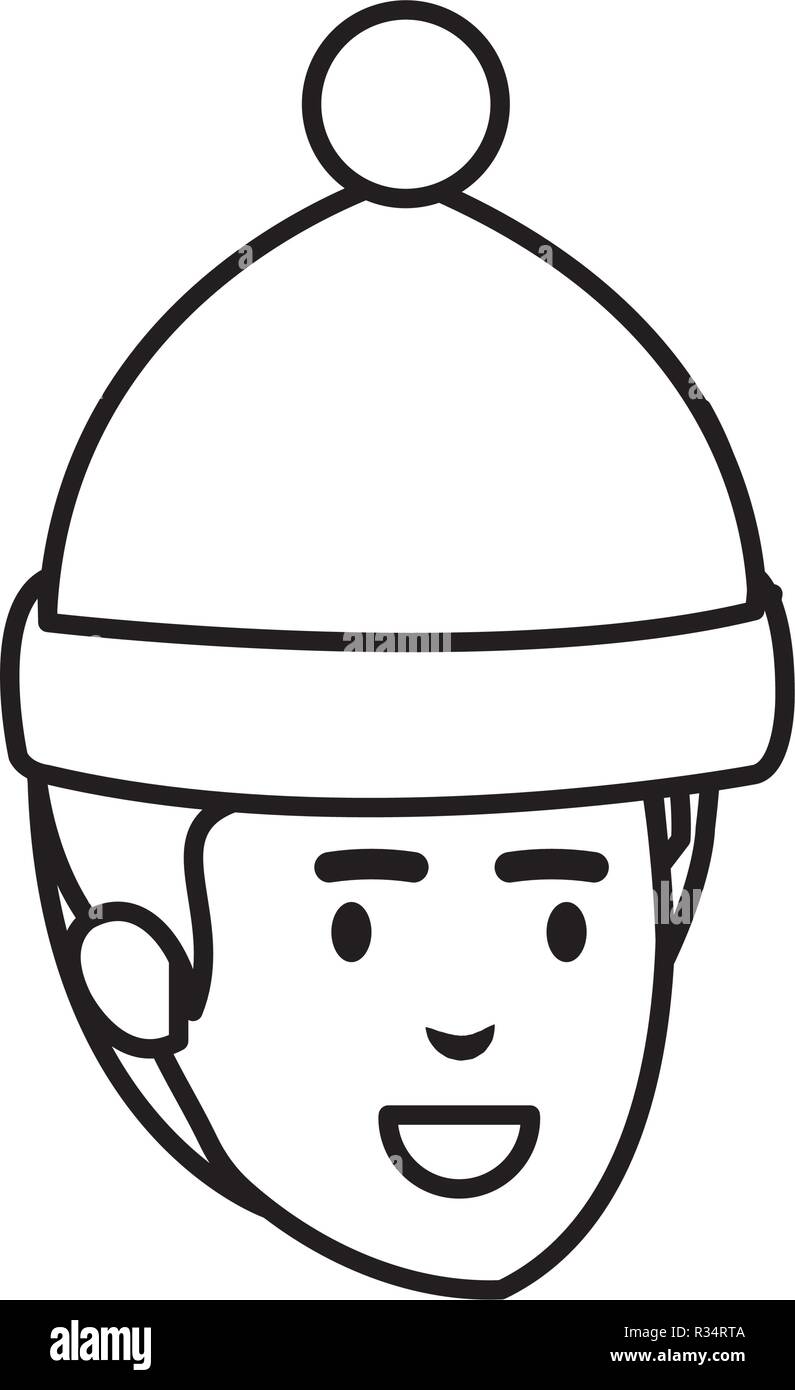 young man head with winter hat vector illustration design Stock Vector ...