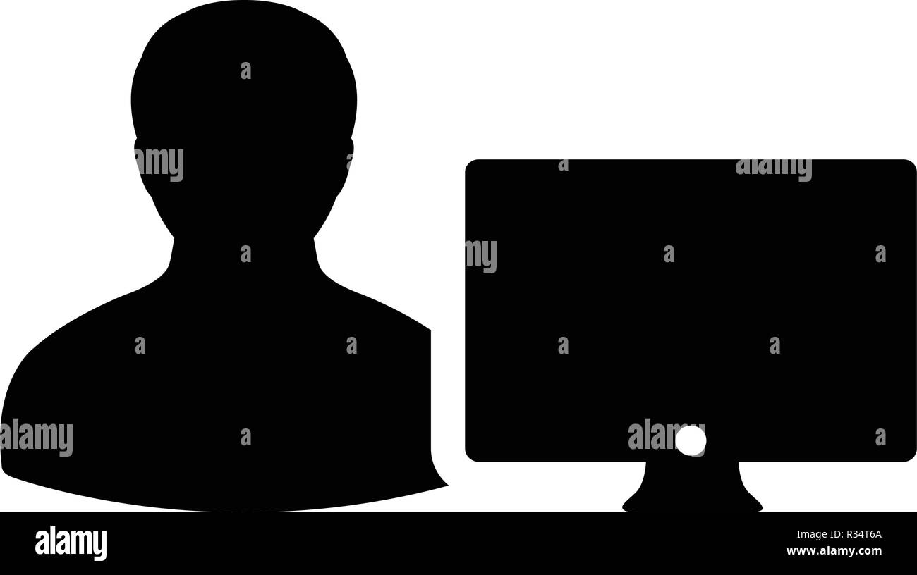 Monitor icon vector male person user with computer screen avatar in ...