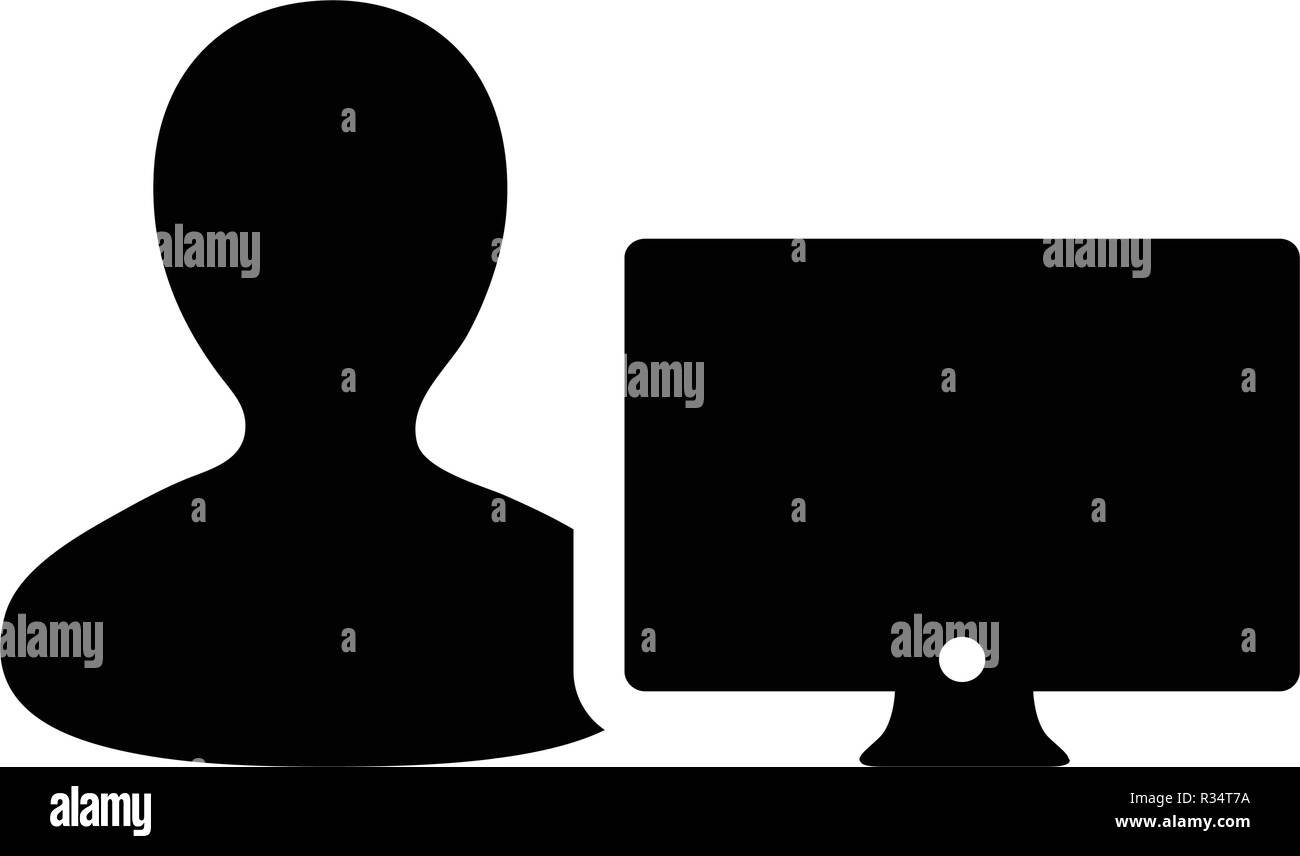 Engineer icon vector male person user with computer monitor screen ...