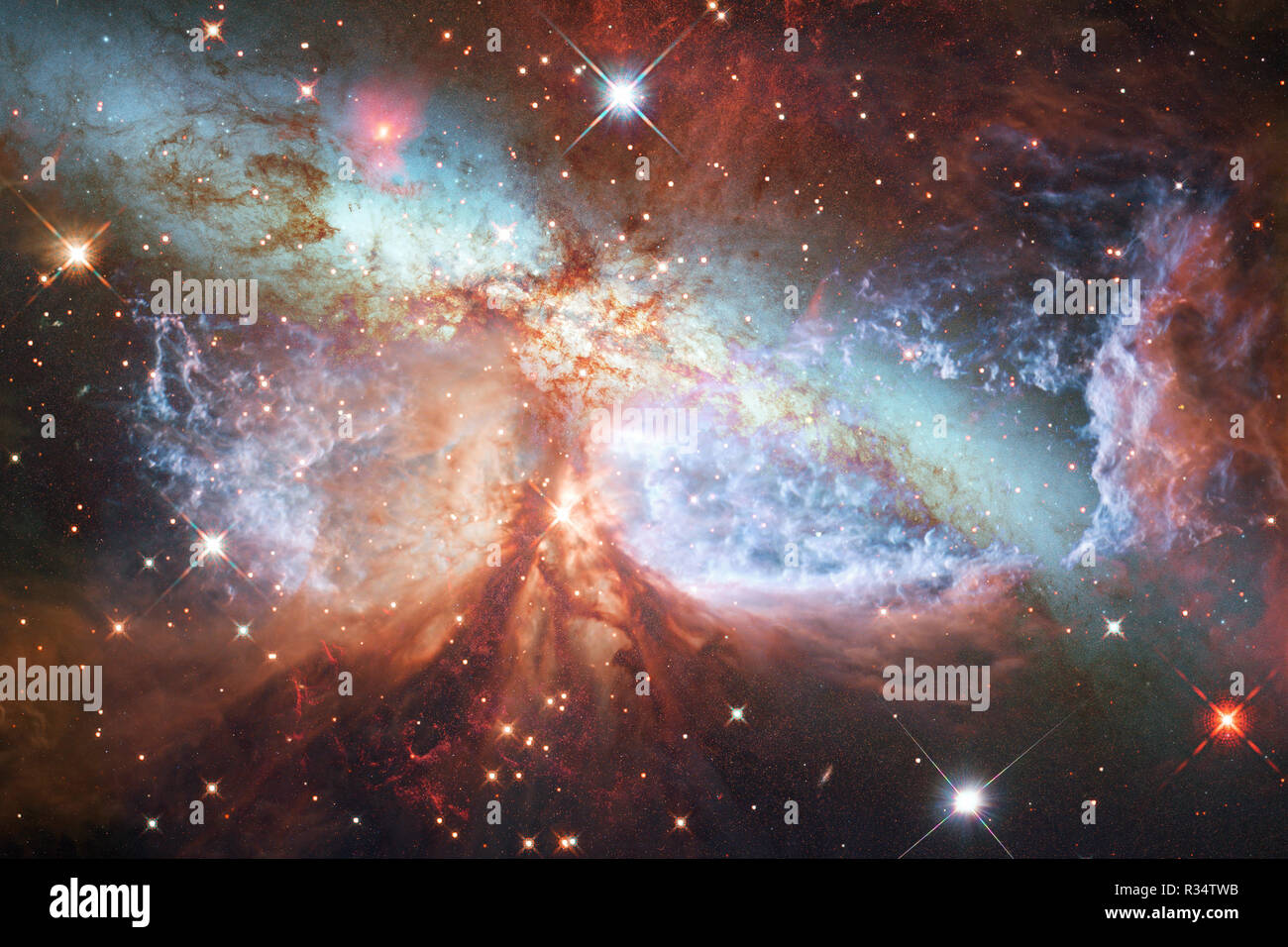 Cosmic landscape, colorful science fiction wallpaper with endless outer ...