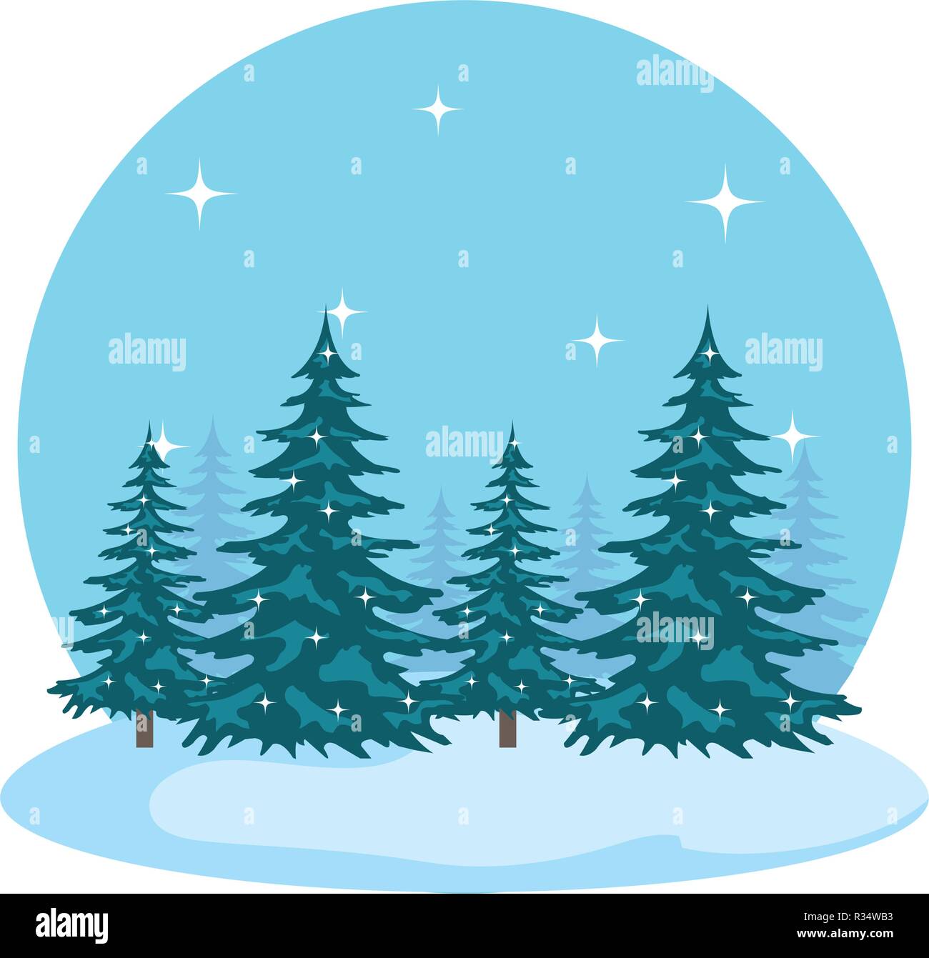 Sunny snowscape Stock Vector Images - Alamy