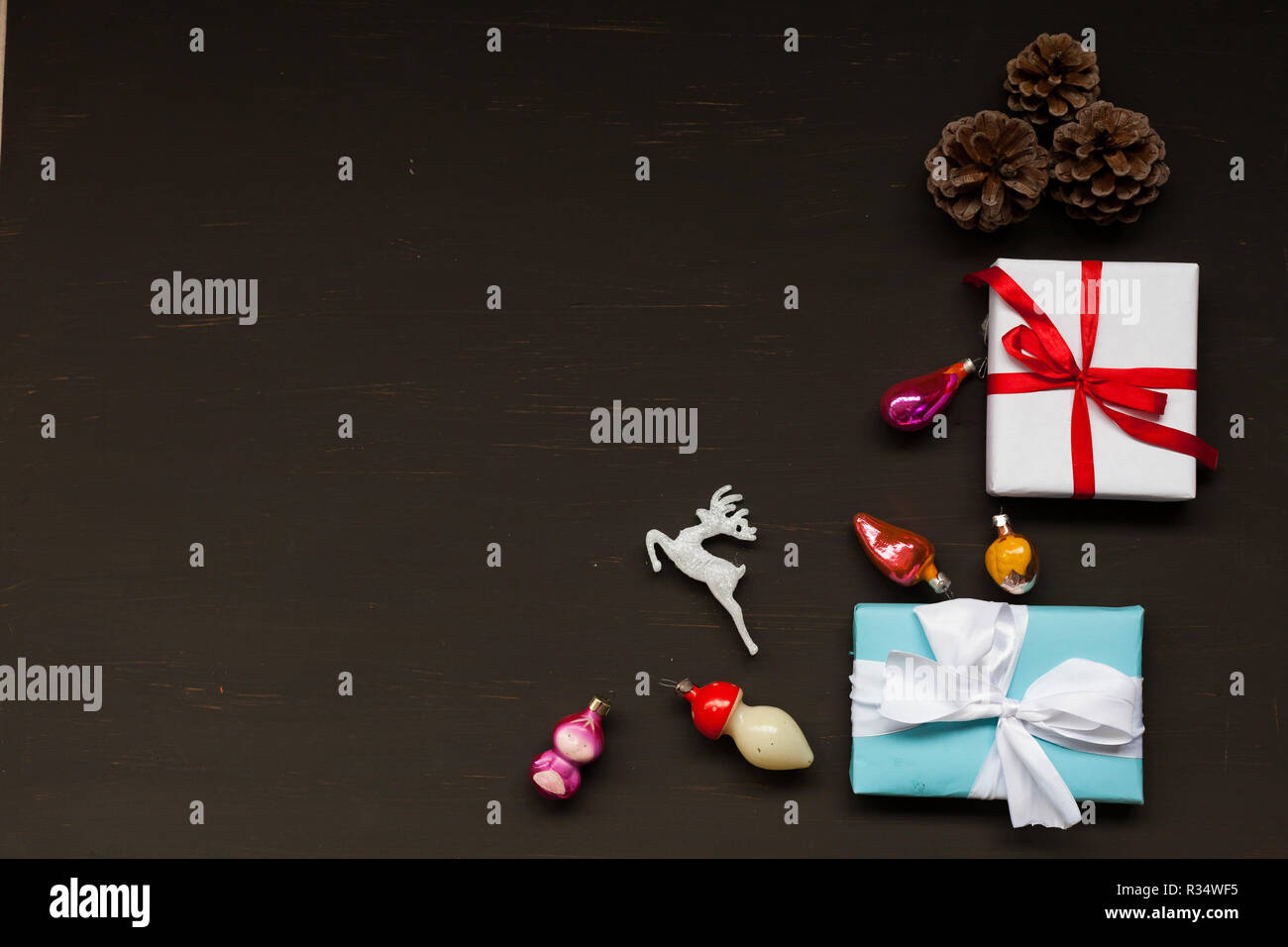 winter Christmas new year tree Gifts Christmas background Stock Photo ...