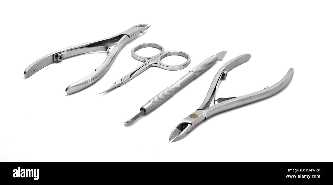 Manicure tools set isolated on white background Stock Photo - Alamy