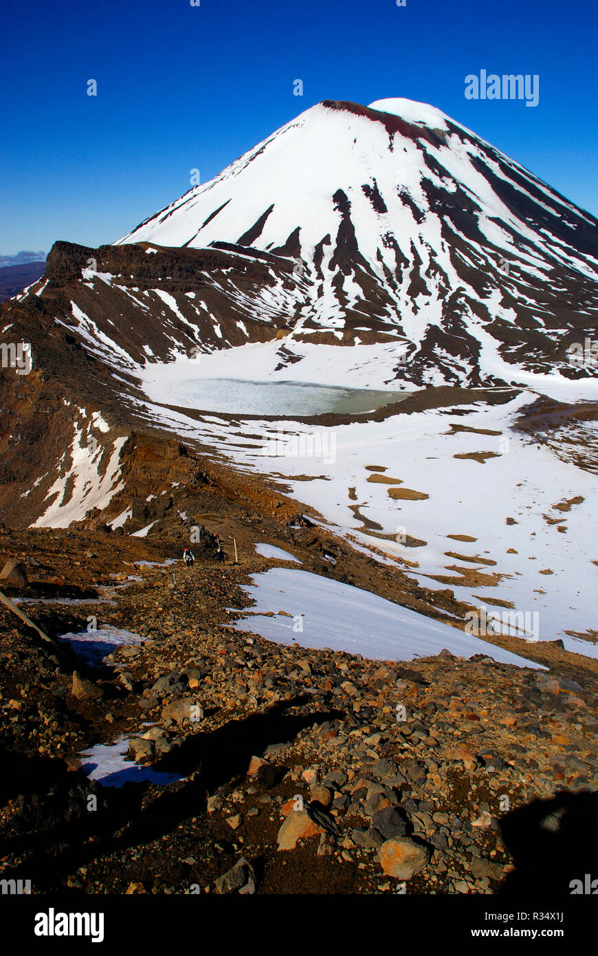 Tongariro snowy volcano, in New Zealand Stock Photo - Alamy