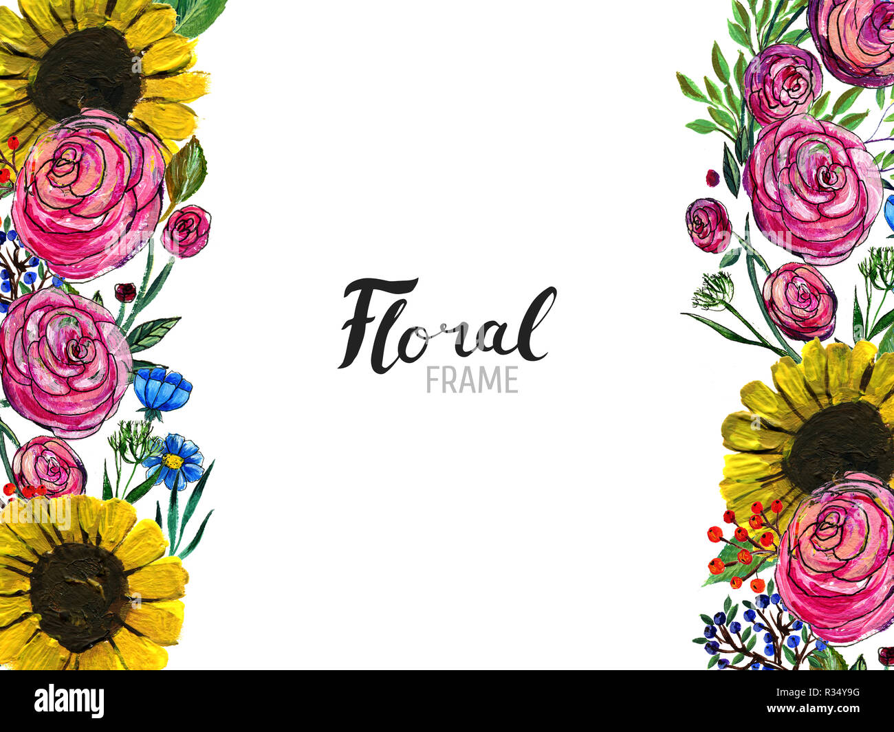 Hand drawn Flower Border Stock Photo - Alamy