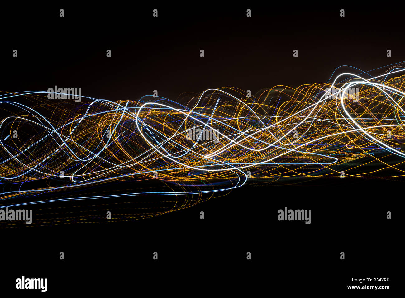 Colorful light painting with circular shapes and abstract black ...