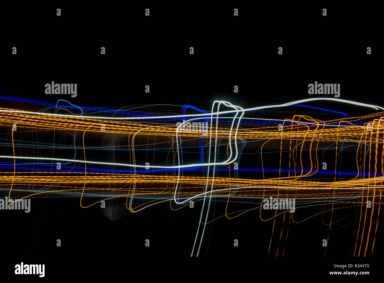 Colorful light painting with circular shapes and abstract black ...