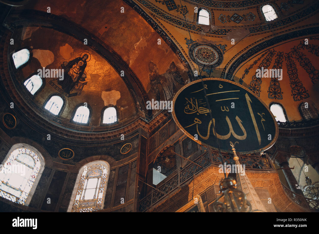 Istanbul, Turkey. Mosque Ayasofya Meydani. Indoor murals interior Stock ...