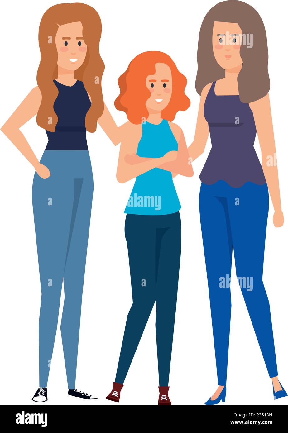 group of girls avatars characters vector illustration design Stock ...