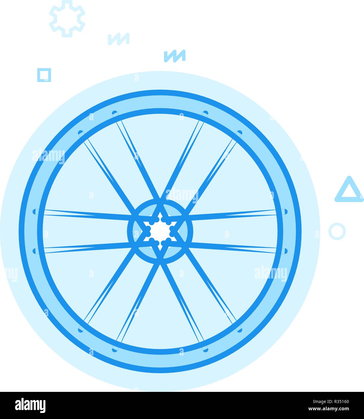 Bike or Bicycle Wheel Flat Vector Icon, Symbol, Pictogram, Sign. Blue ...