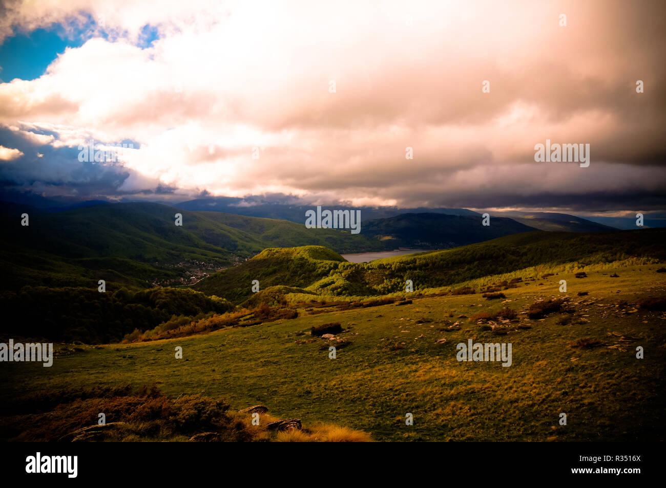 Landscape of Mavrovo national park with mountain and lake in FYR ...