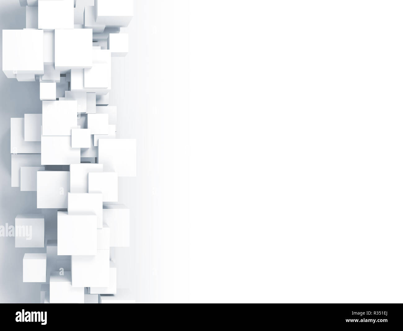 Abstract background with side installation of random cubes structure ...