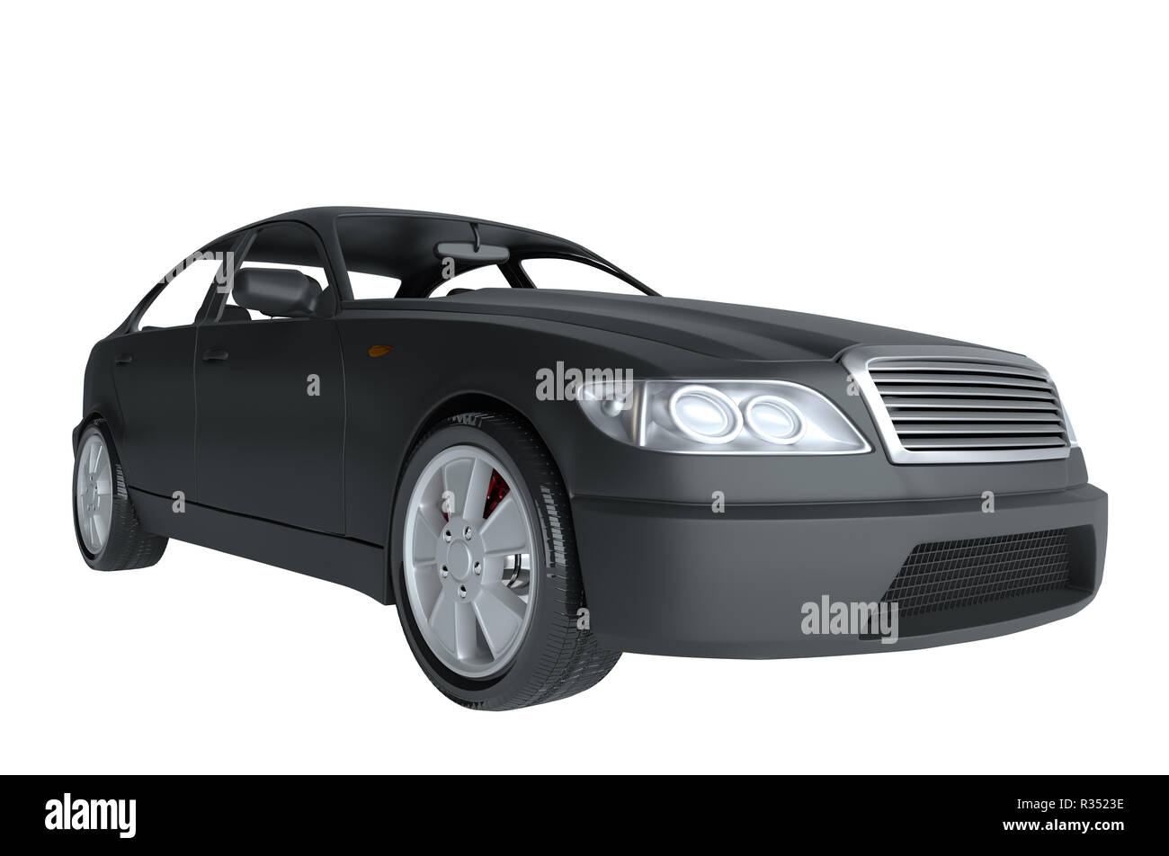 Brandless Generic Black Car. 3D Illustration Stock Photo - Alamy