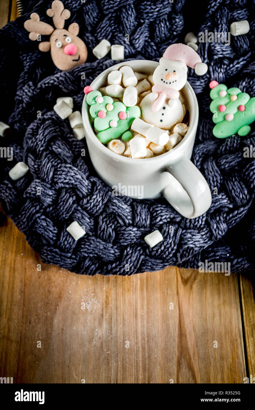 Creative idea for christmas drink, delicious hot chocolate with funny ...