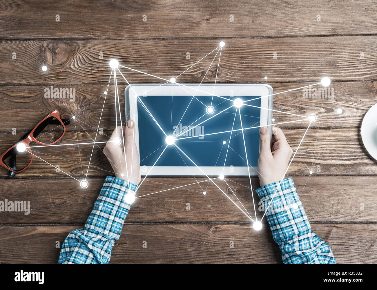 Concept of social communication and networking with social connection ...