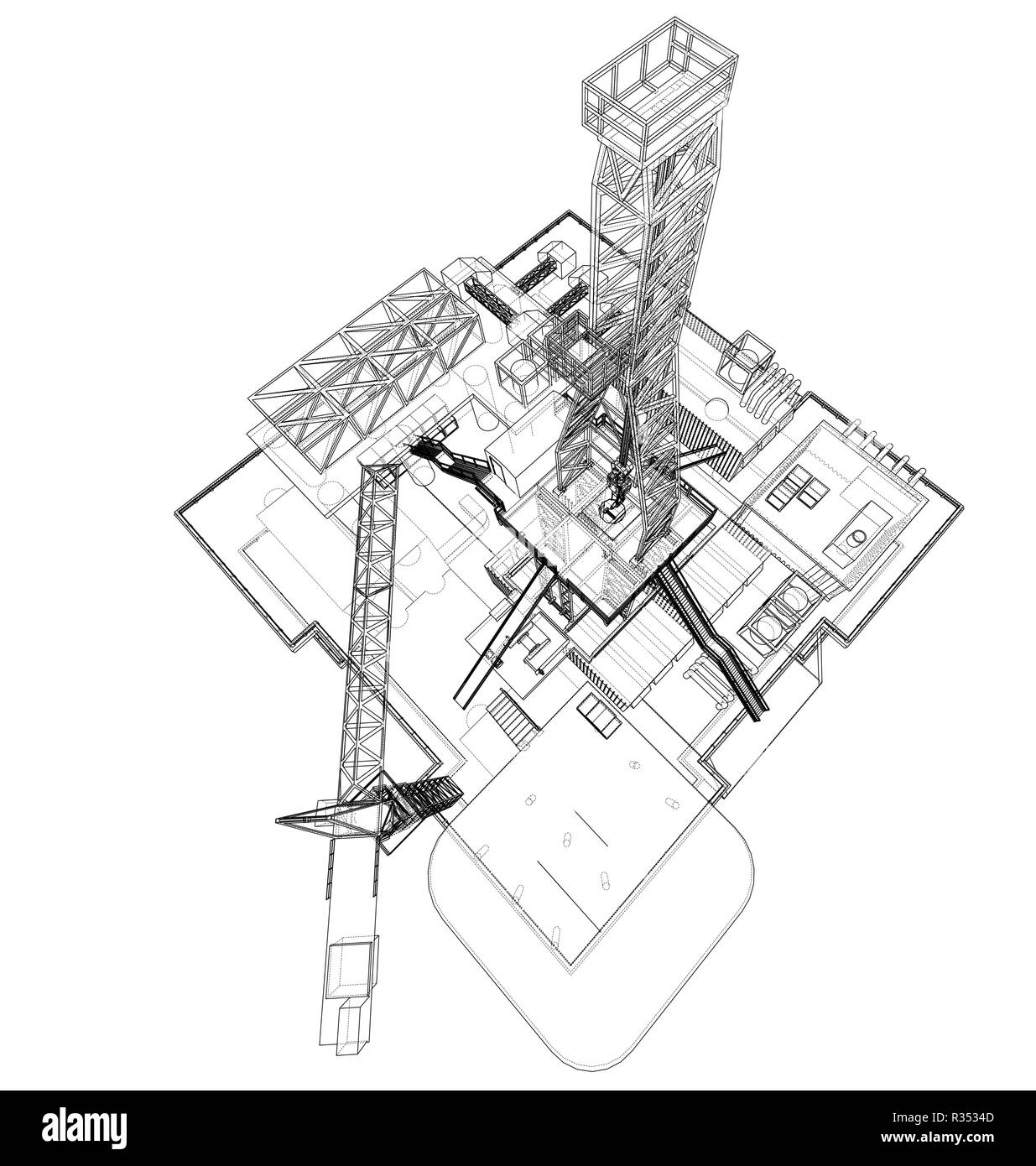 Offshore oil rig drilling platform concept. Vector Stock Vector Image ...