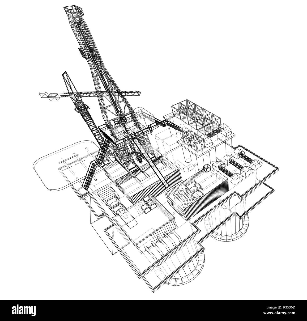 Offshore oil rig drilling platform concept. Vector Stock Vector Image ...