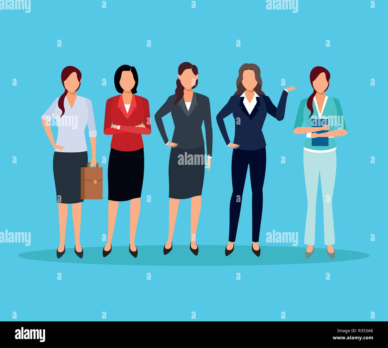 executive women working blue background cartoon vector illustration ...