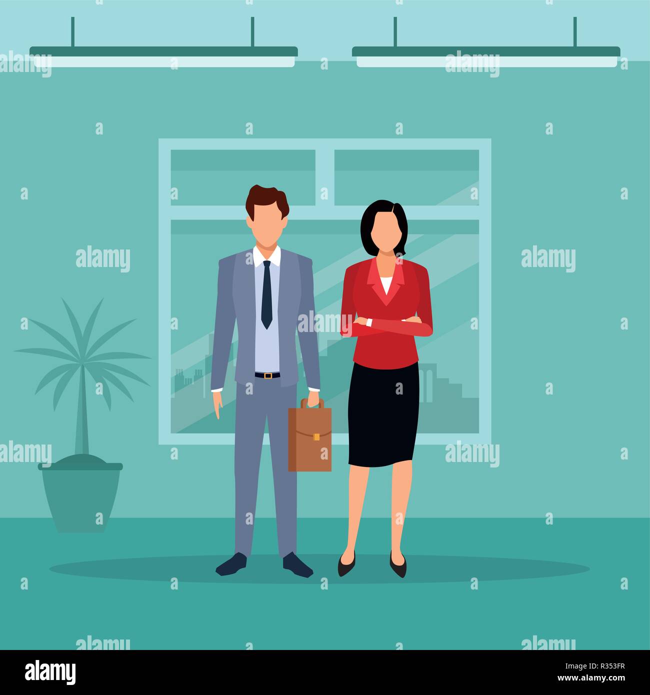 executive couple working in side office cartoon vector illustration ...