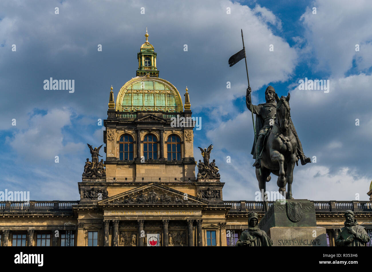 The Wenceslas Monument on "Václavské náměstí", Wenceslas Square, in ...