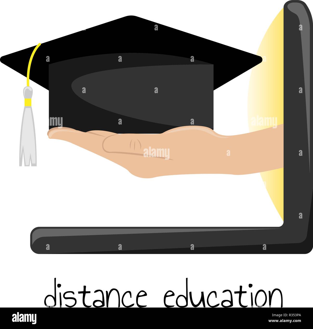 Distance education on the Internet. Flat style. Isolated illustration ...
