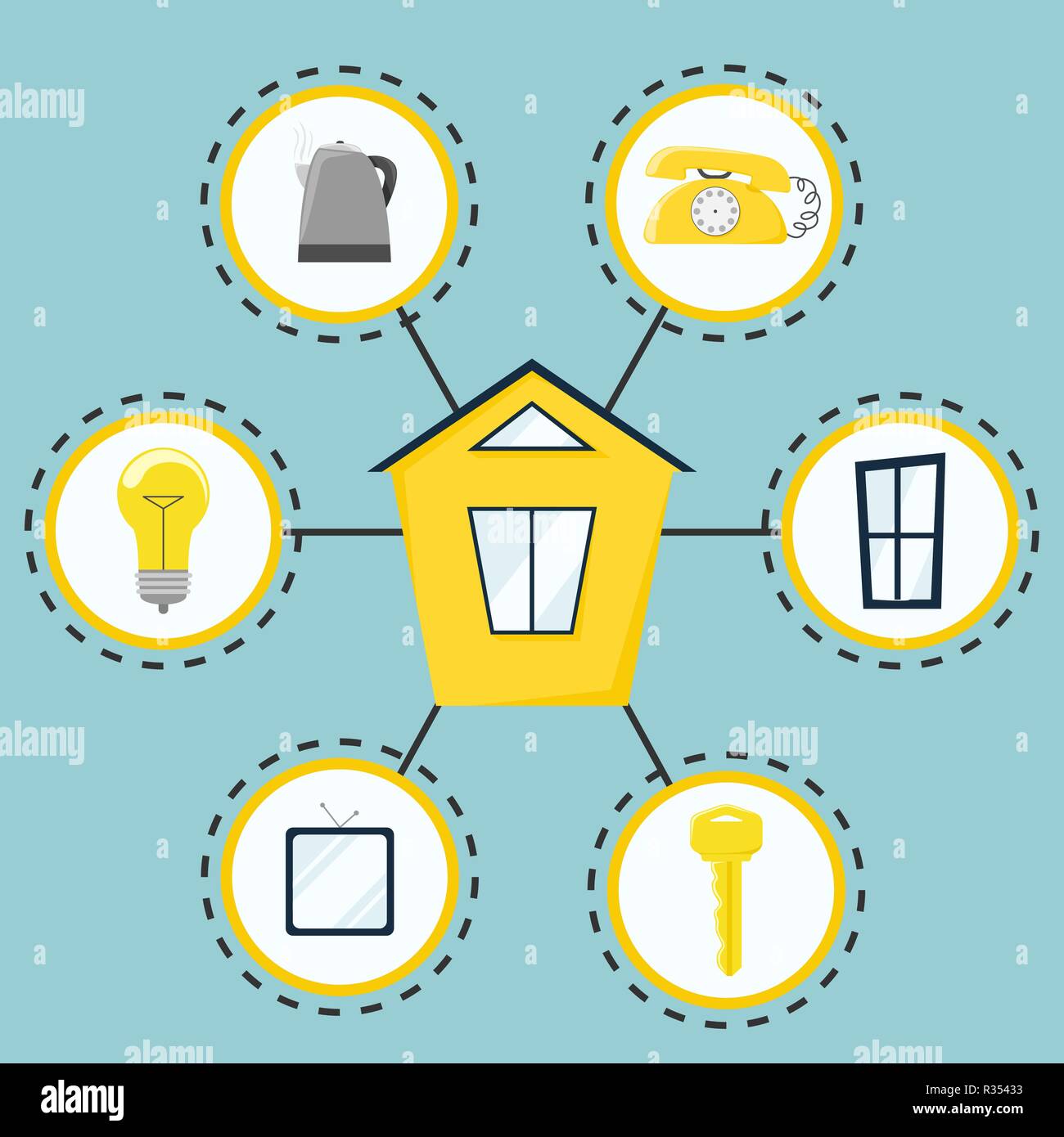 Smart house. Modern house management system. Flat style. Isolated ...