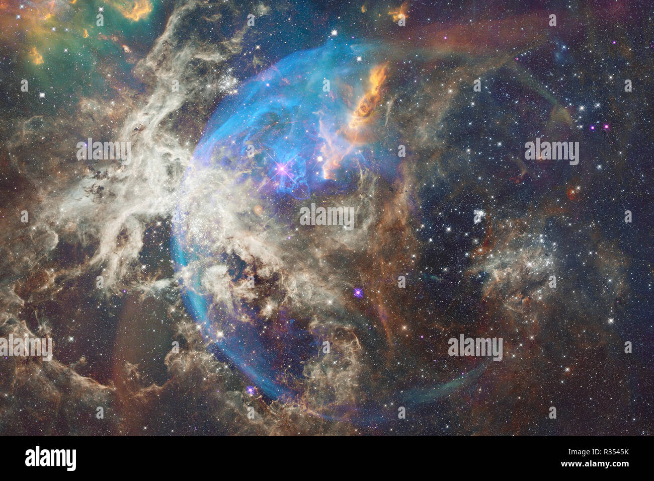 Nebulas, galaxies and stars in beautiful composition. Deep space art ...