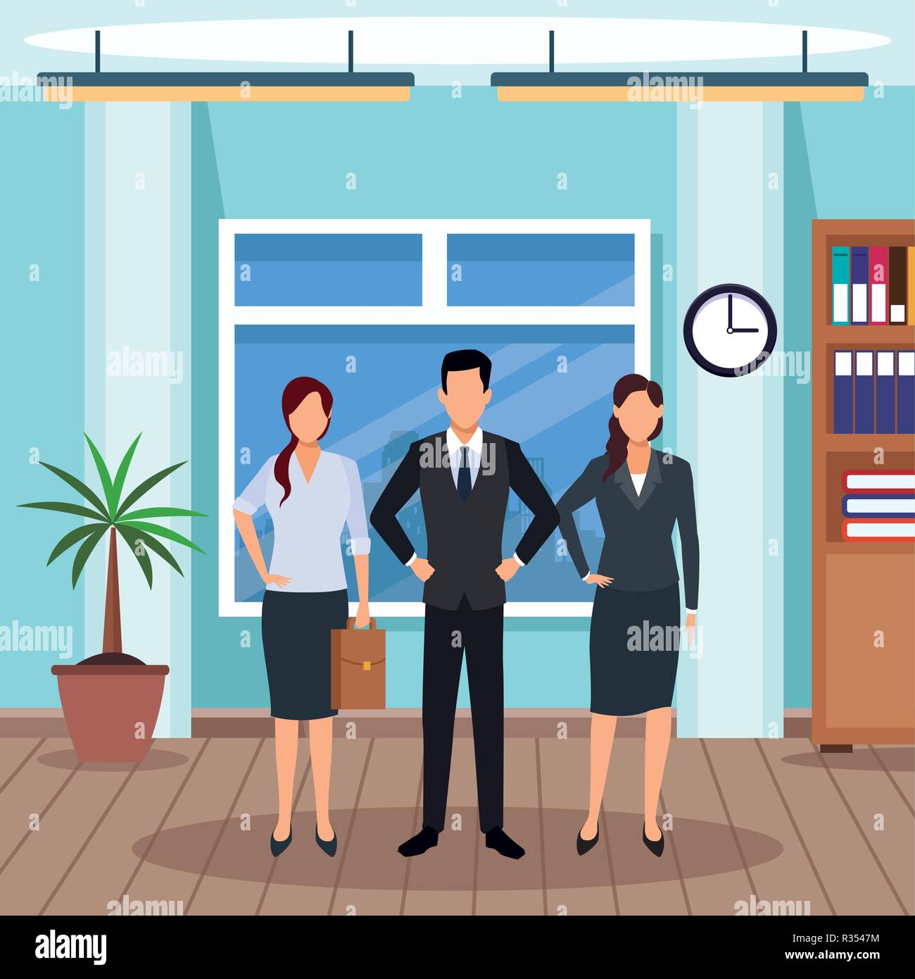 executive coworkers working in side office cartoon vector illustration ...