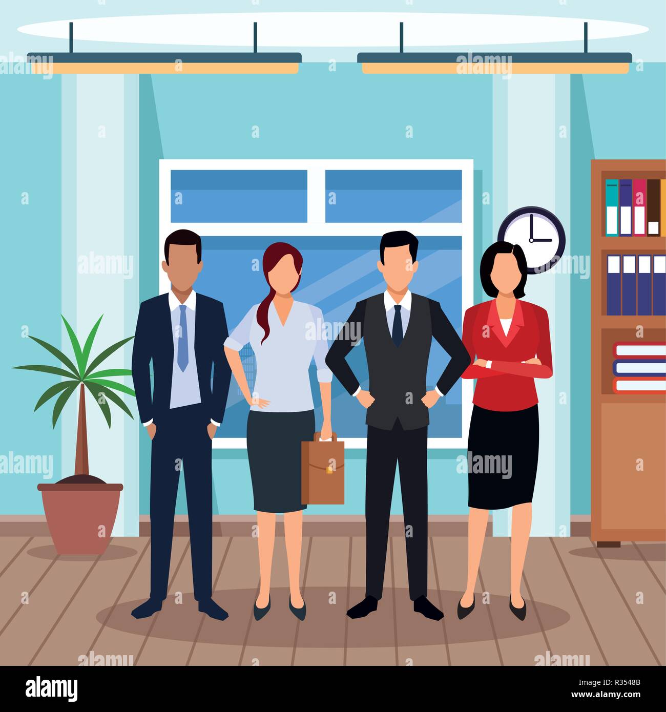 executive coworkers working in side office cartoon vector illustration ...