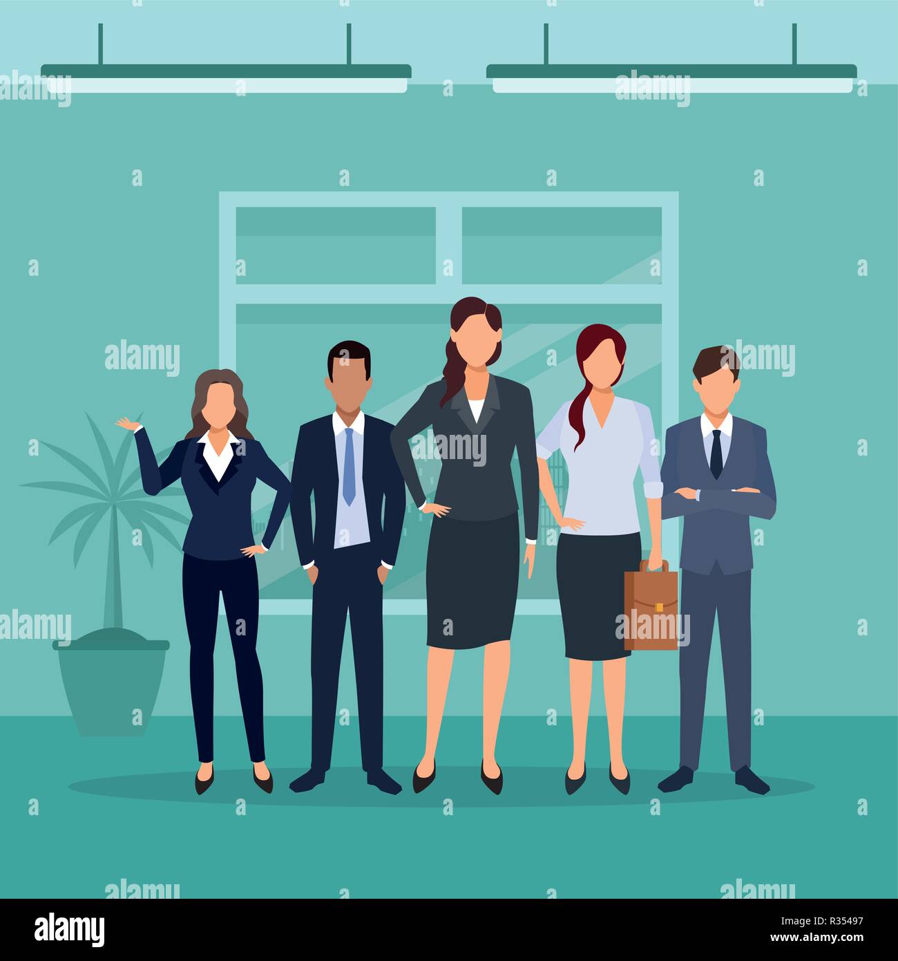 executive coworkers working in side office cartoon vector illustration ...