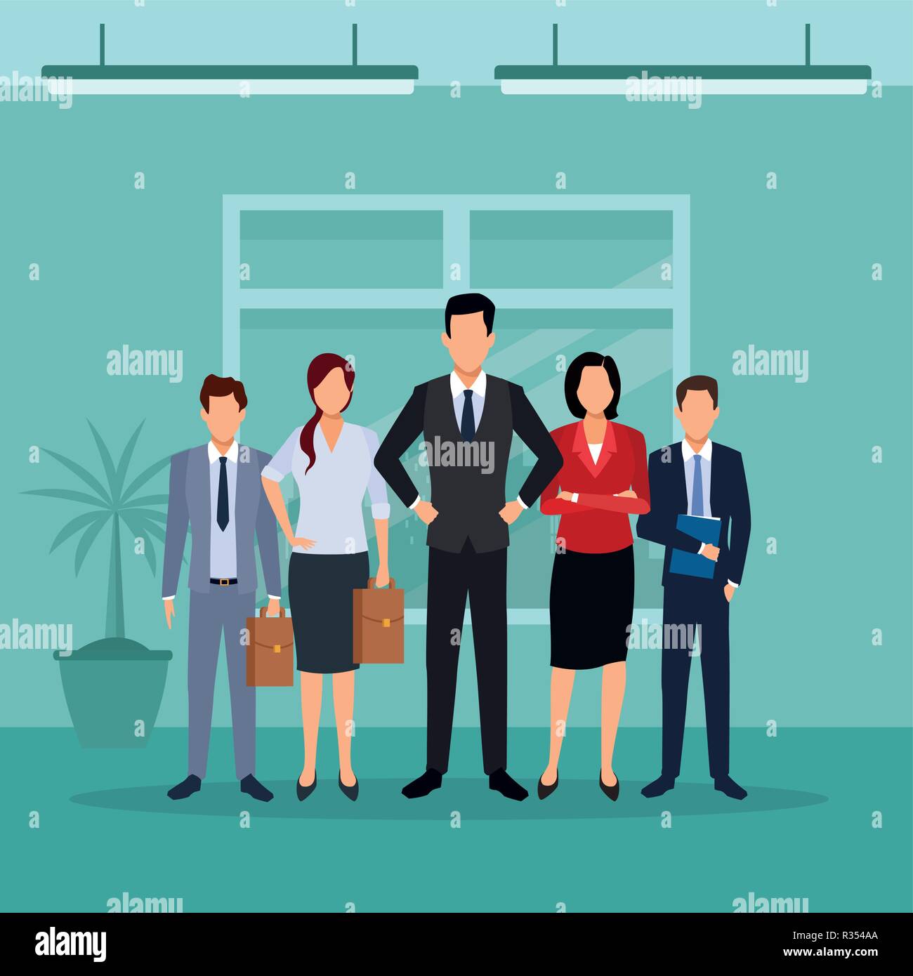 executive coworkers working in side office cartoon vector illustration ...