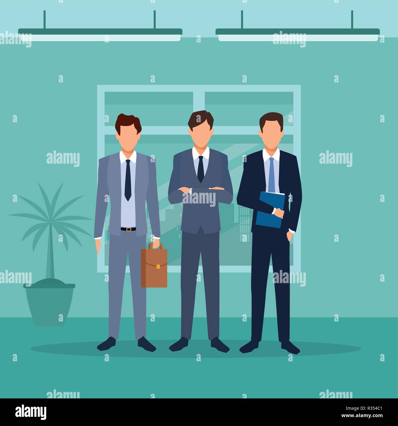 executive coworkers men working in side office cartoon vector ...