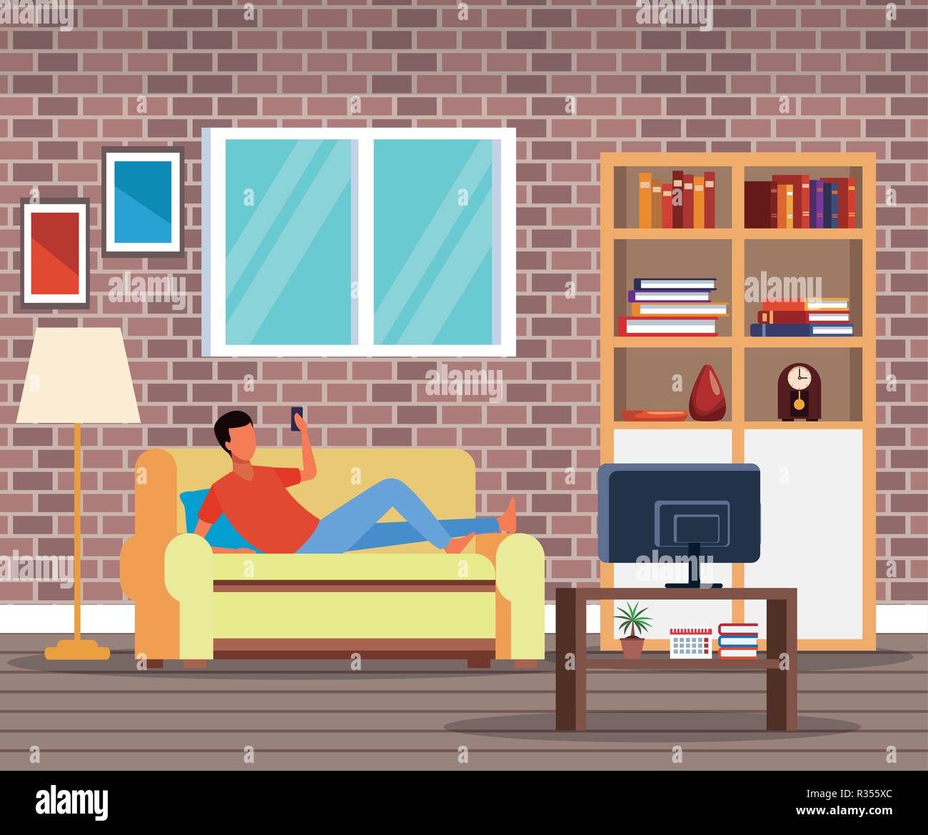 man doing activities and free time at home avatar cartoons vector ...