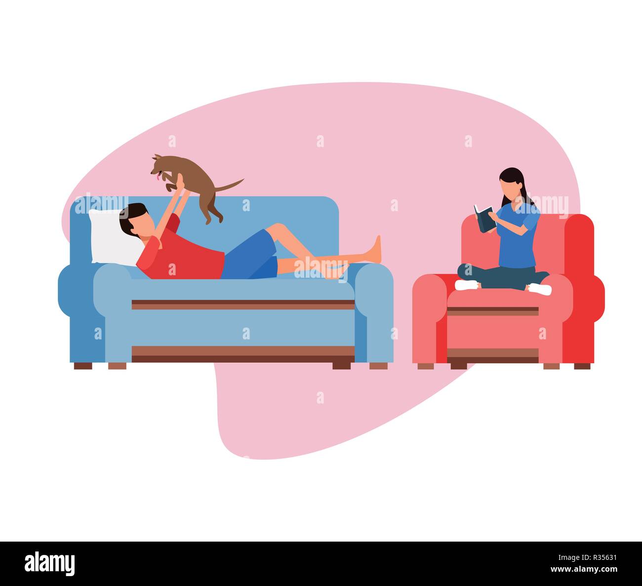 couple doing activities and free time at home vector illustration ...