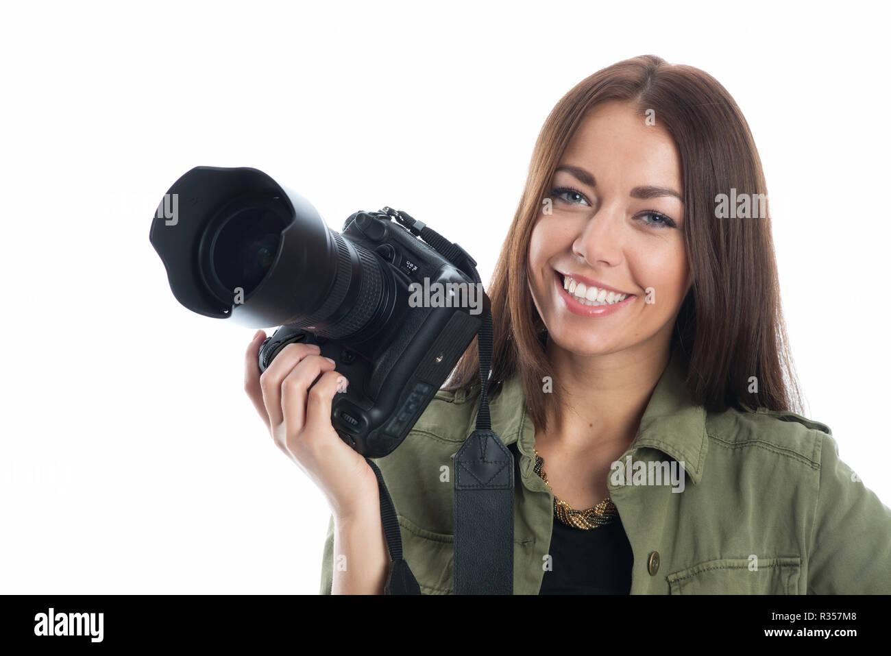 young woman with camera Stock Photo - Alamy