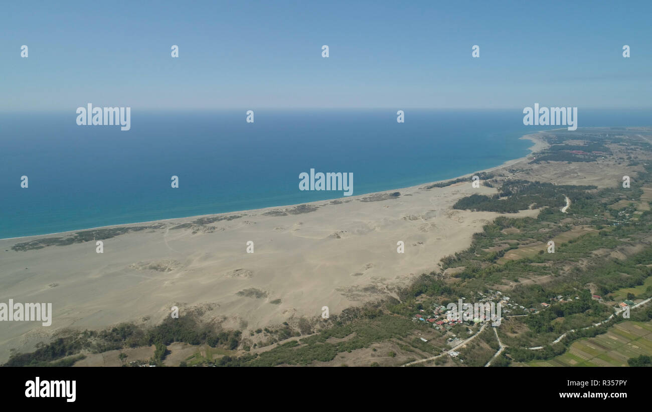 Aerial view of beautiful beach, lagoons. Philippines, Luzon, Ilocos ...