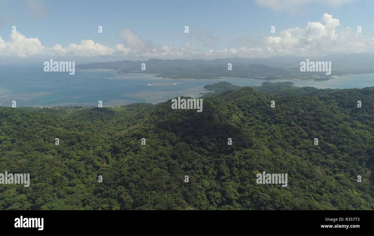 Aerial view of coast of a tropical island Palau with wild beach ...