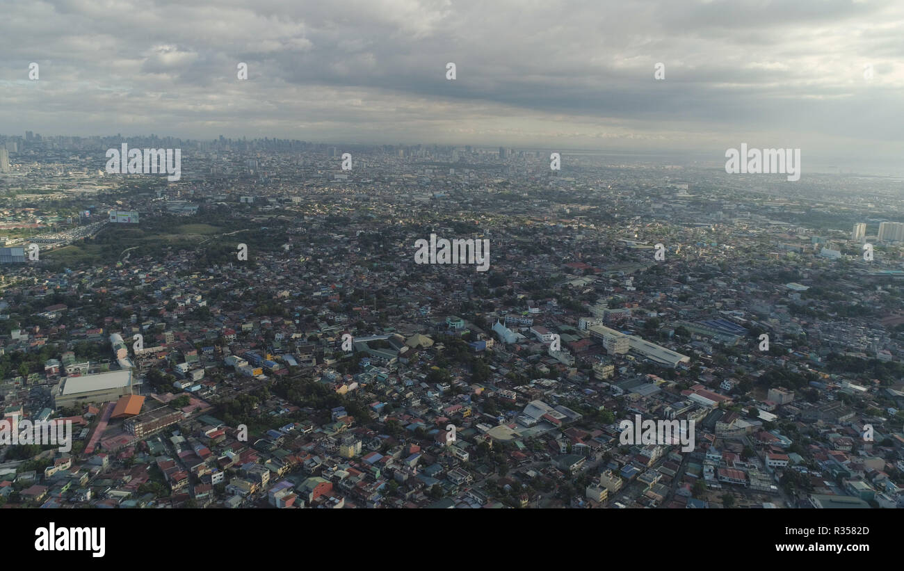 Aerial view of Manila city with skyscrapers and buildings. Philippines ...