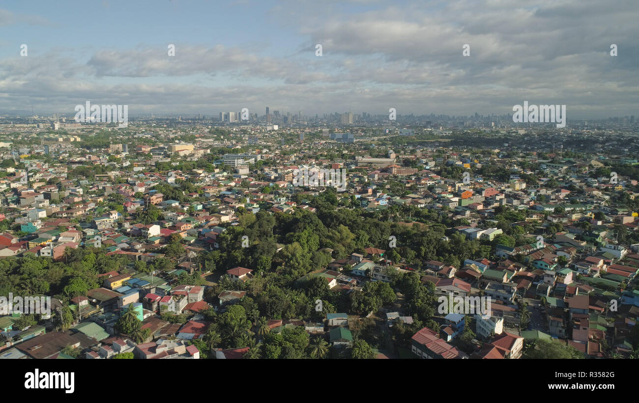 Aerial view of Manila city with skyscrapers and buildings. Philippines ...