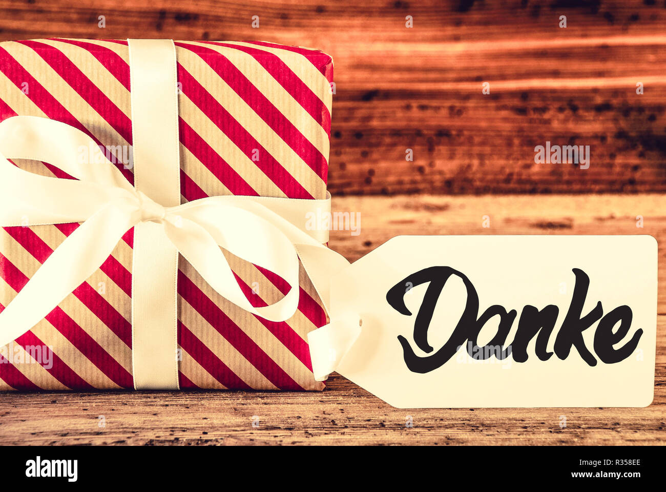 Christmas Gift, Calligraphy Danke Means Thank You Stock Photo - Alamy