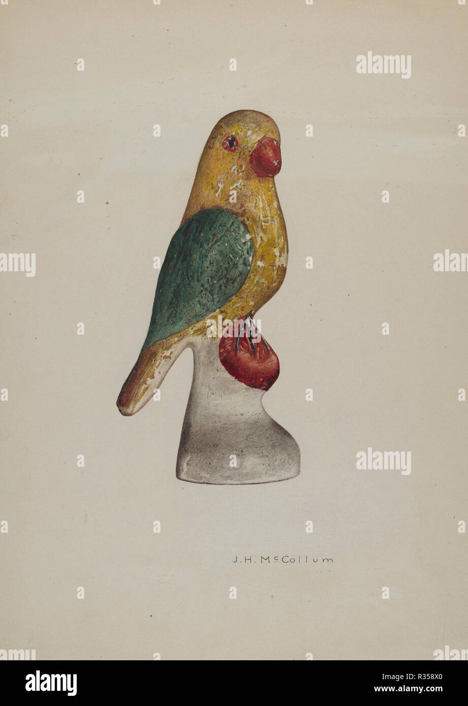 Chalkware Bird. Dated: c. 1940. Dimensions: overall: 37.4 x 28 cm (14 3 ...